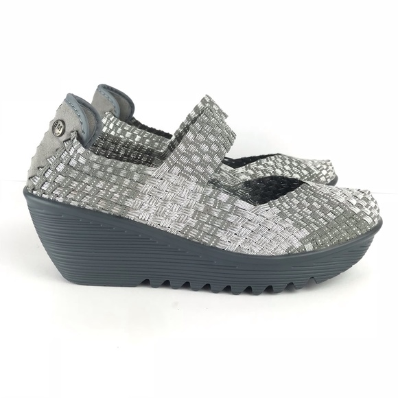bernie mev. | Shoes | Bernie Mev Lulia Wedge Silver Mary Jane Shoes ...
